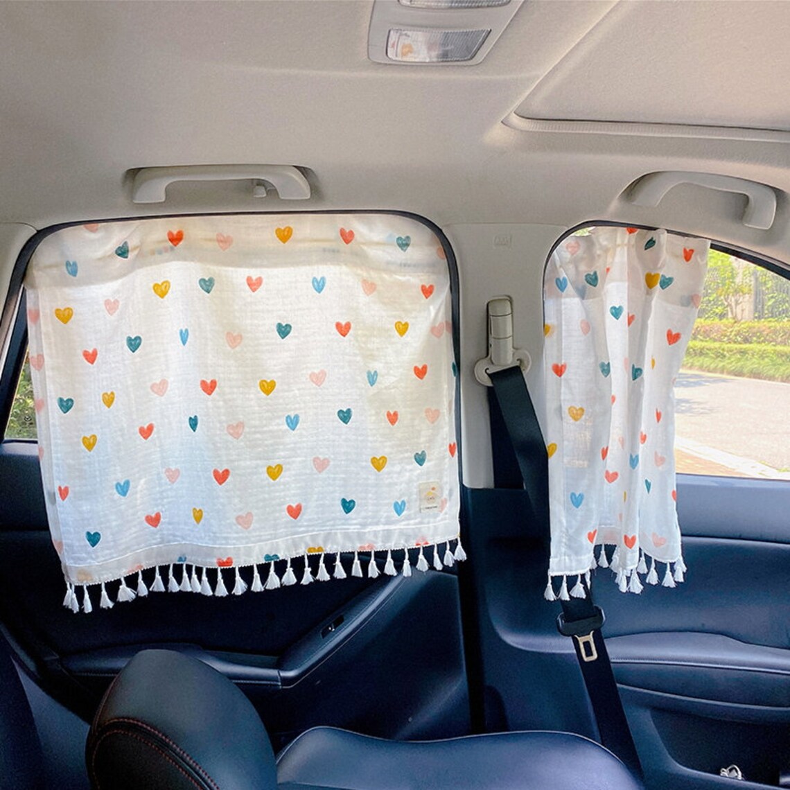 Cute Heart Car Window Sun Shade Curtain Car Accessories for Girls Babys ...