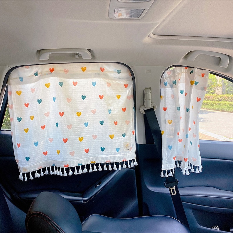 Cute Heart Car Window Sun Shade Curtain Car Accessories for Girls Babys ...