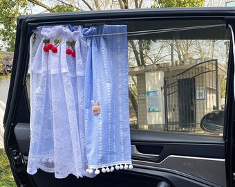 Double Layer Lace Flower Car Window Sun Shade Curtain Car Accessories ...