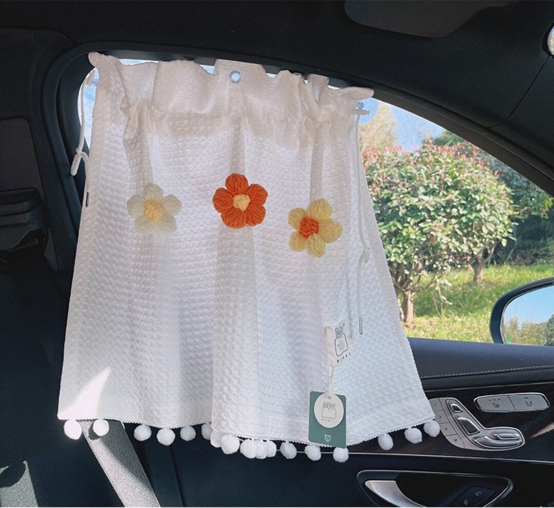 Cute Flower Car Window Sun Shade Curtain Car Accessories for Girls ...