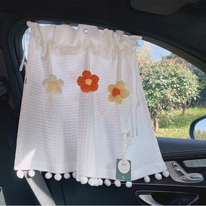 Cute Car Window Sun Shade Double Layer Lace Curtain Car Accessories for ...