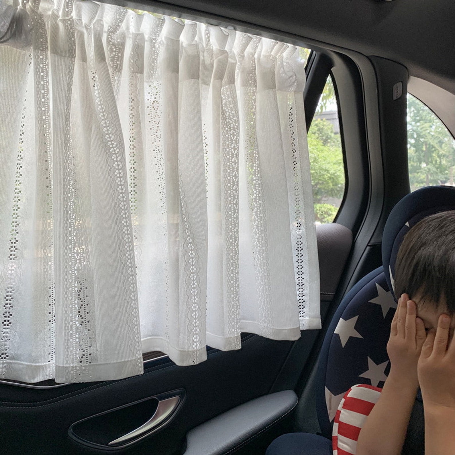 White Lace Car Window Sun Shade Curtain Car Accessories for Girls Babys ...