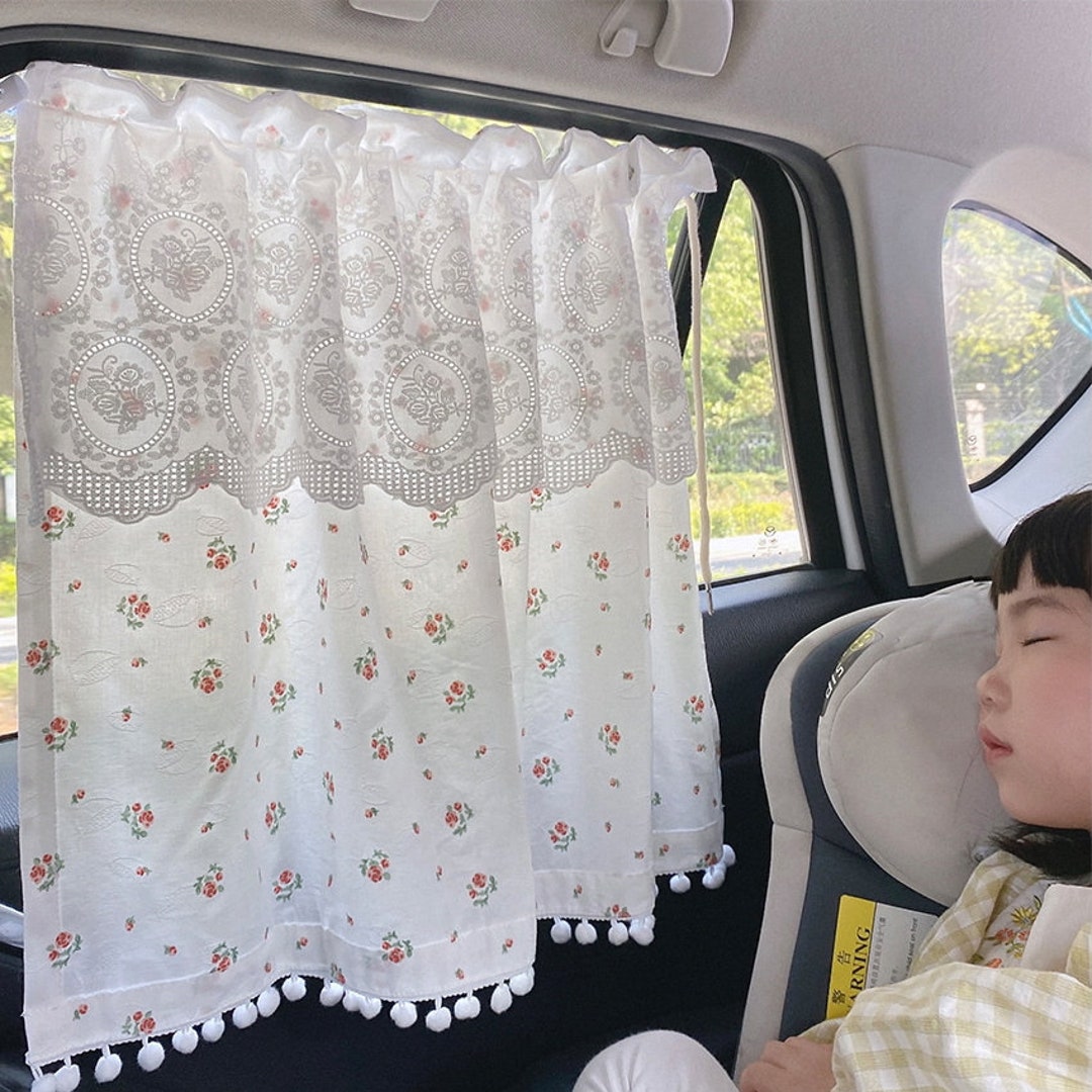Double Layer Lace Flower Car Window Sun Shade Car Accessories for Girls ...