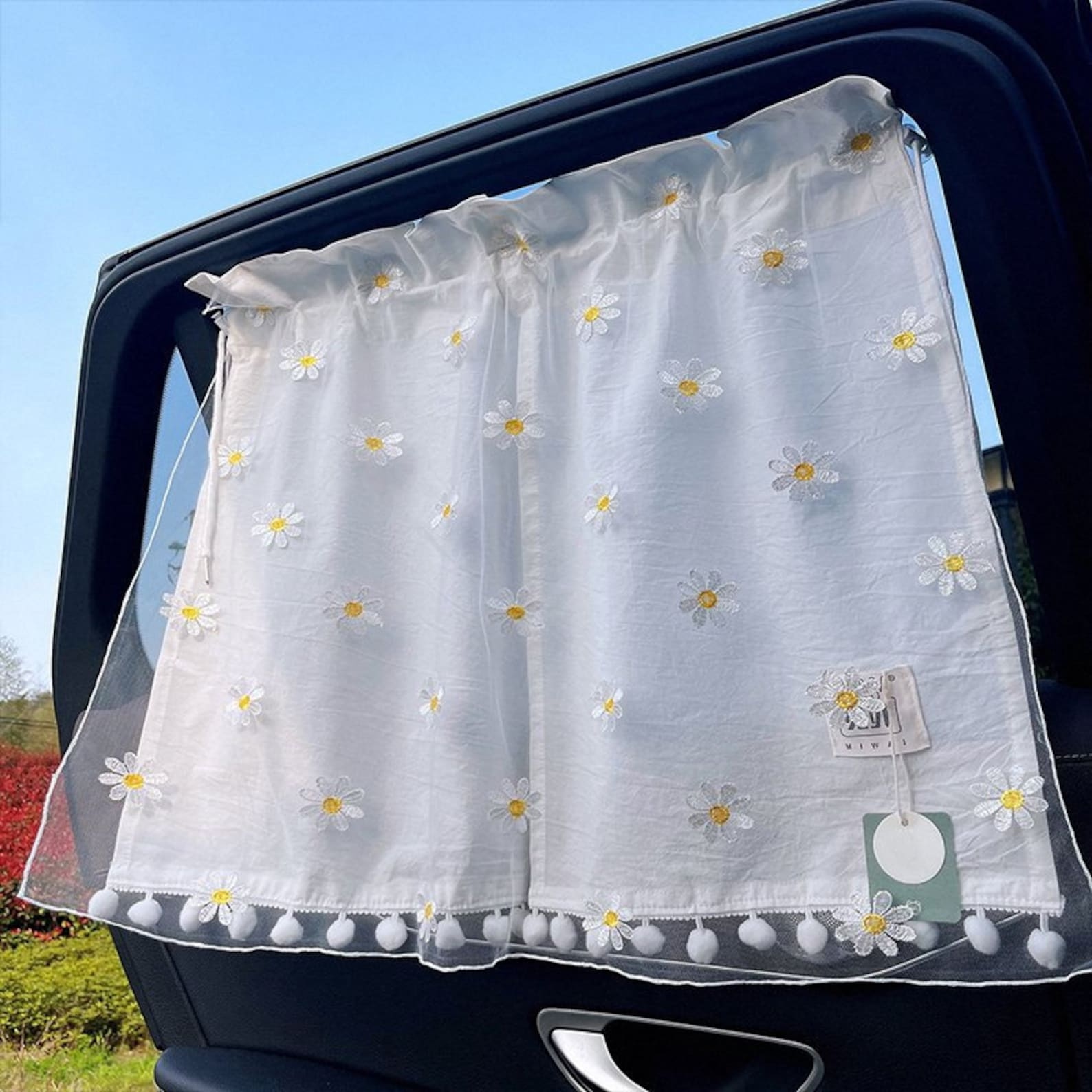 Double Layer Lace Flower Car Window Sun Shade Curtain Car Accessories ...