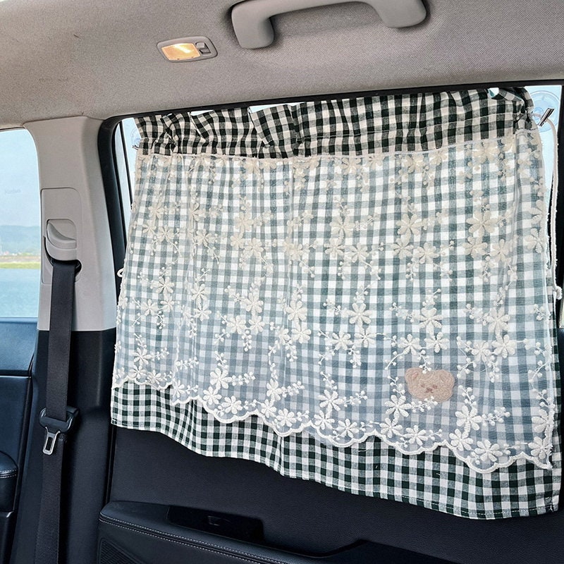 Cute Bear Car Window Sun Shade Double Layer Lace Curtain Car ...