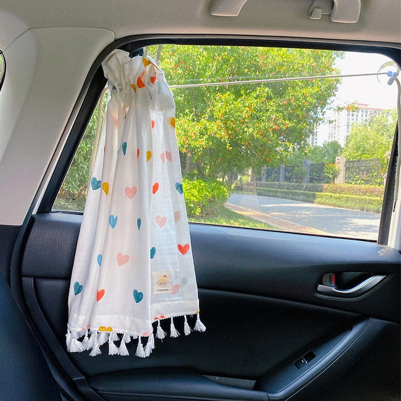 Cute Heart Car Window Sun Shade Curtain Car Accessories for Girls Babys ...