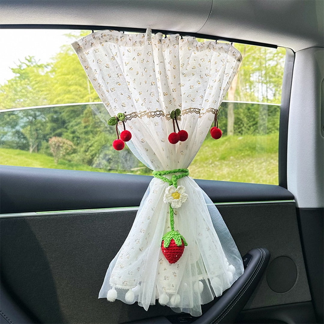Double Layer Lace Flower Car Window Sun Shade Curtain Car Accessories ...