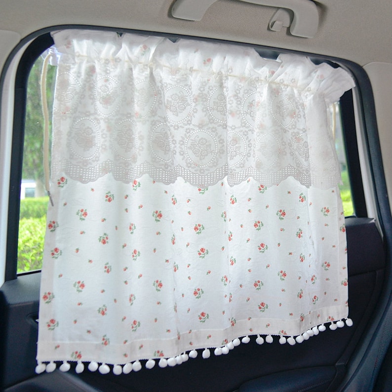 Double Layer Lace Flower Car Window Sun Shade Car Accessories for Girls ...