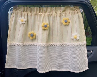 Double Layer Lace Flower Car Window Sun Shade Curtain Car Accessories ...