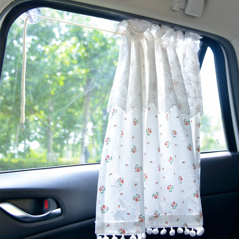Double Layer Lace Flower Car Window Sun Shade Car Accessories for Girls ...