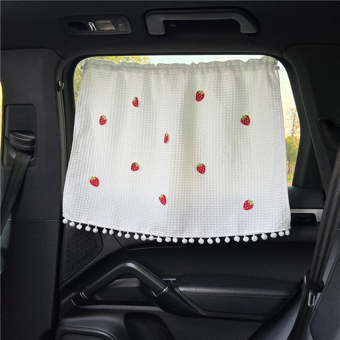 Cute Cotton Linen Car Window Sun Shade Curtain Car Accessories for ...