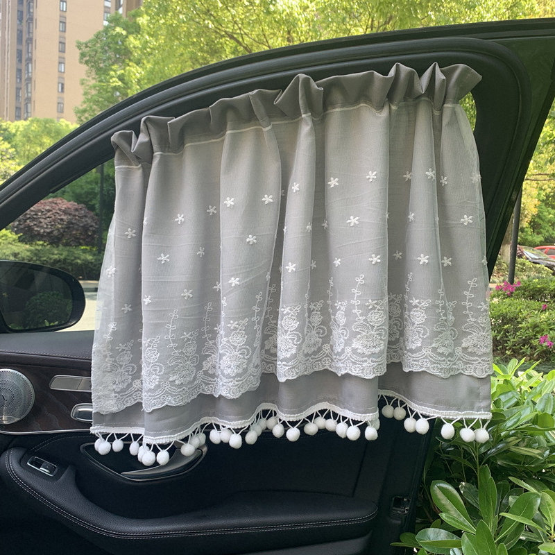 Double Layer Lace Flower Car Window Sun Shade Curtain Car Accessories ...