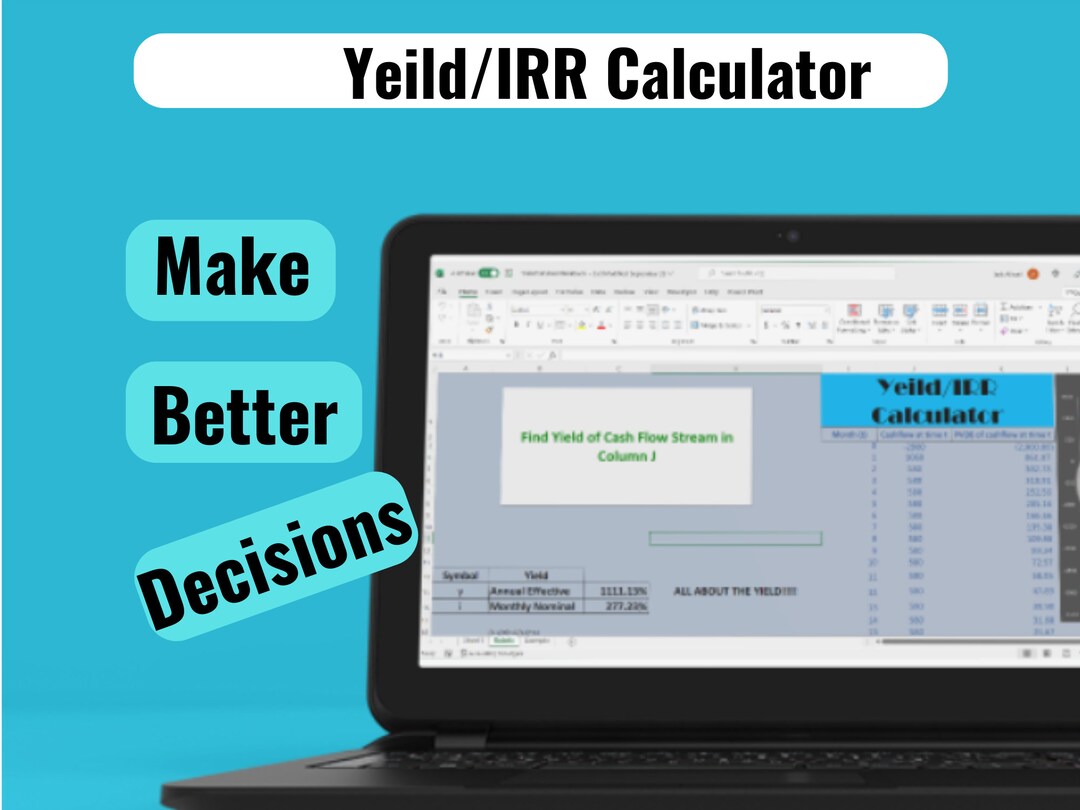 Yield Calculator, Internal Rate of Return, IRR, Rate of Return - Etsy