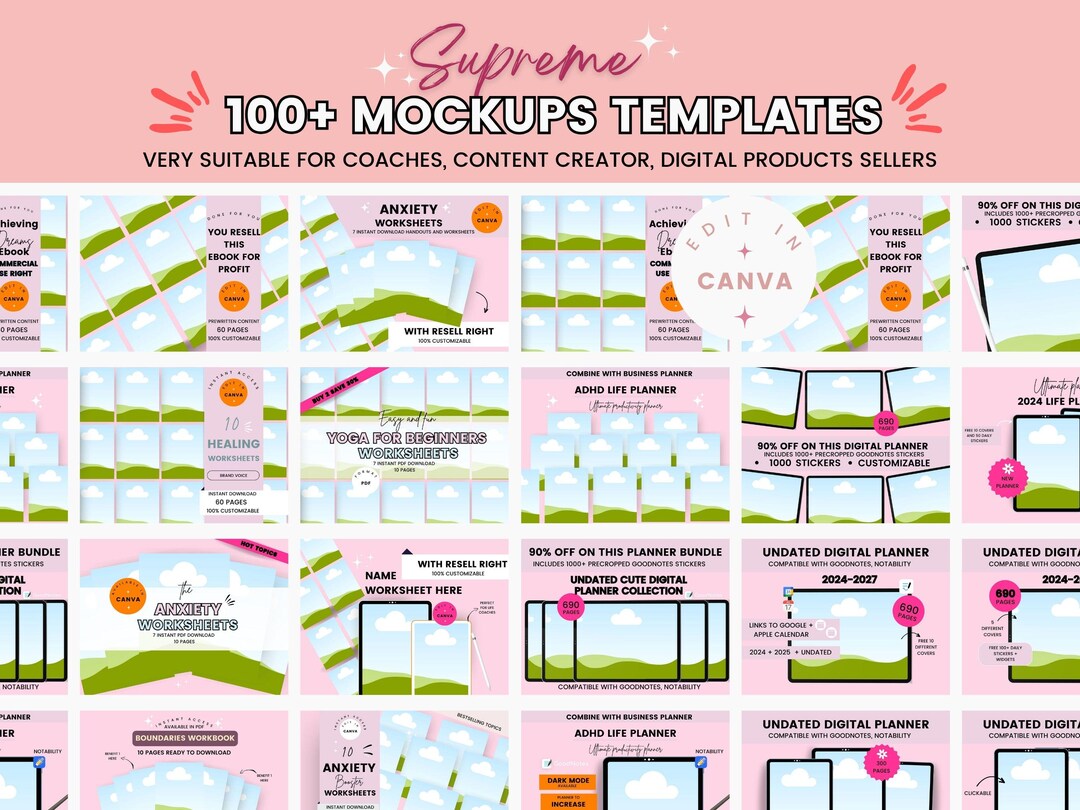Mock up Canva Template for Coaches, Course Creator Mockups,digital ...