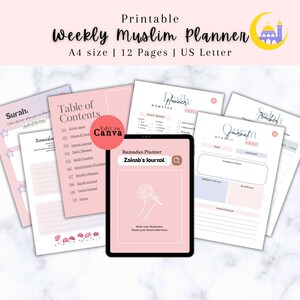 Ramadan Daily Planner Printable, Weekly Muslim Planner Editable Canva ...