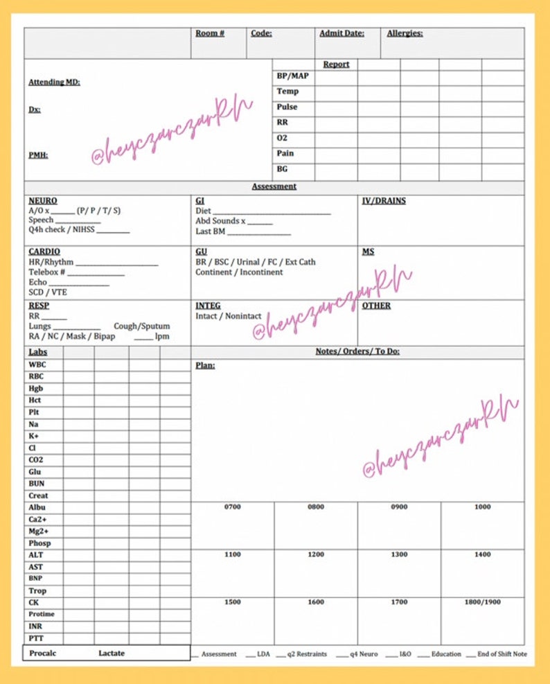 Medical Surgical, Cardiac/telemetry, & Neurological RN Brain Sheet - Etsy