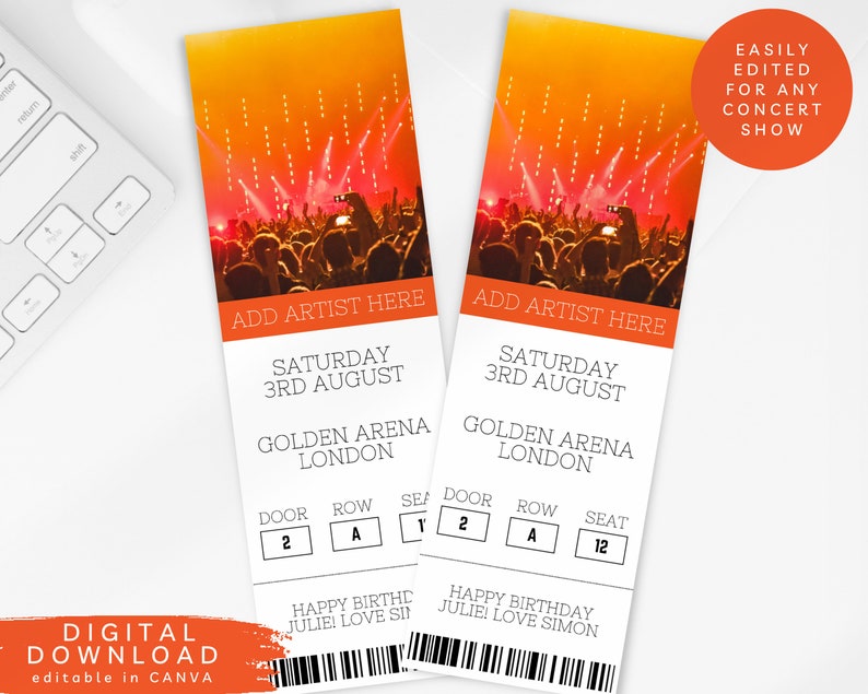 Editable Digital Concert Ticket Voucher Music Gig Surprise - Etsy
