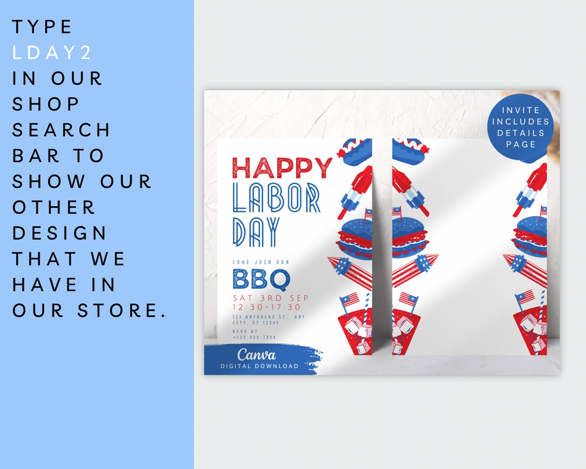 Editable Labor Day Bbq Party Invitation Cute Labor Day - Etsy