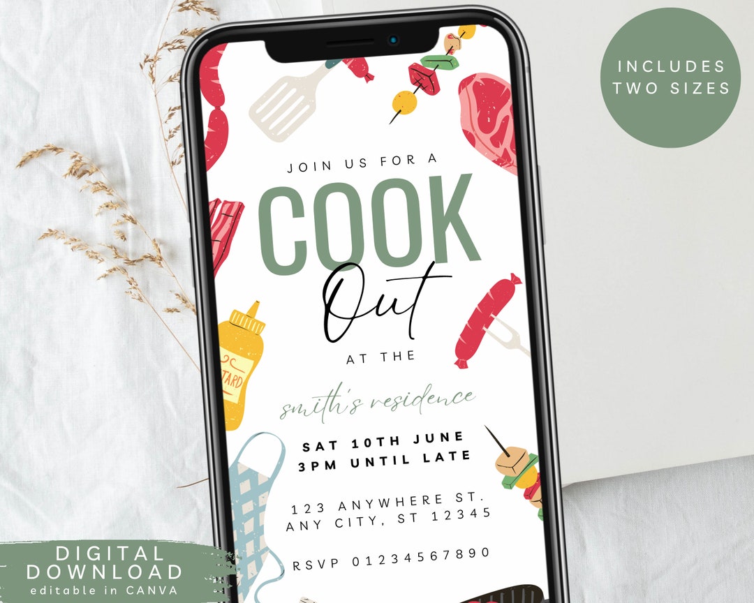 BBQ Cookout Party E-invite, Summer Party Electronic Invite, BBQ Cookout ...