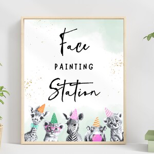 Editable Face Painting Station Sign, Jungle Party Sign, Wild One Face ...