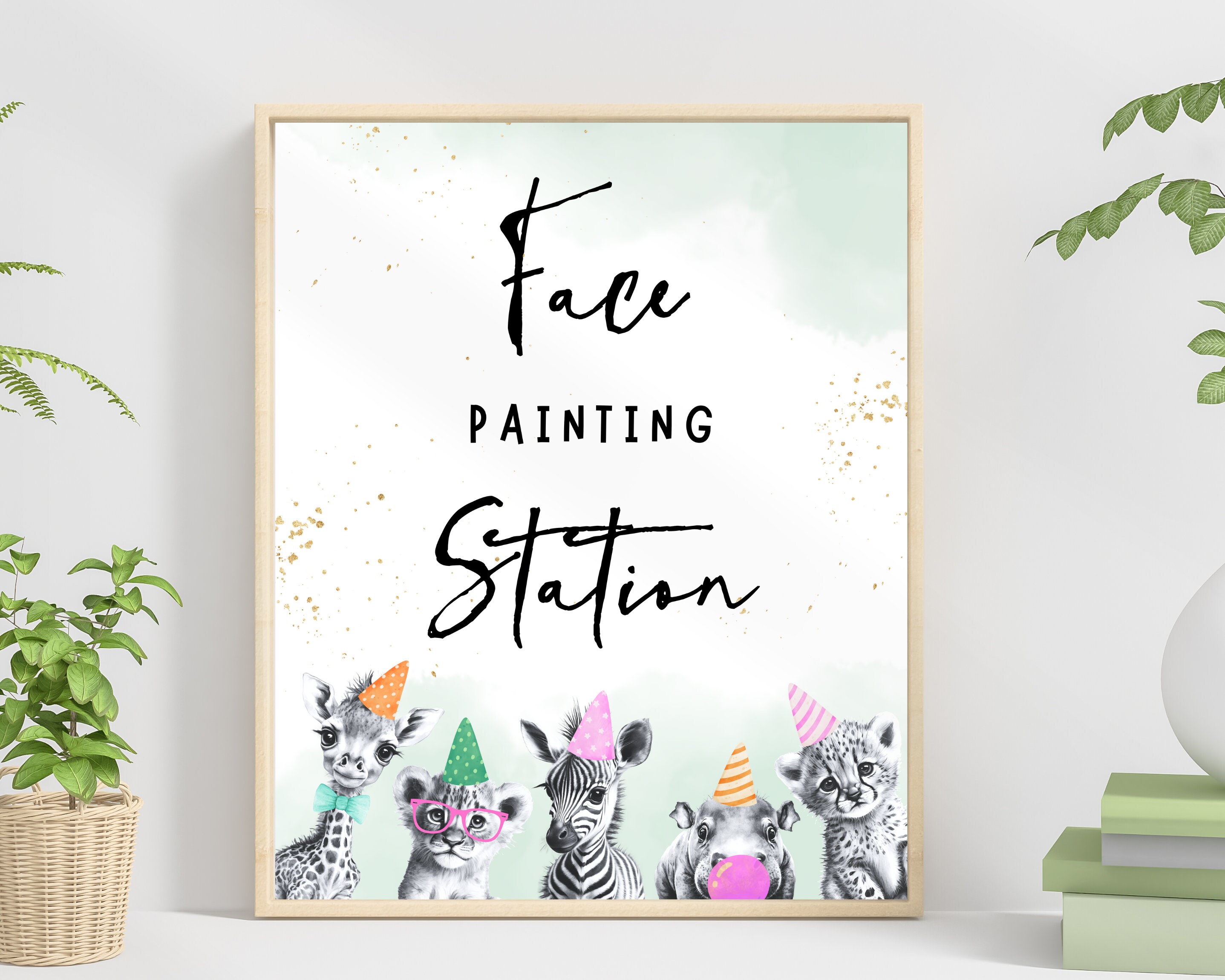 Editable Face Painting Station Sign, Jungle Party Sign, Wild One Face ...