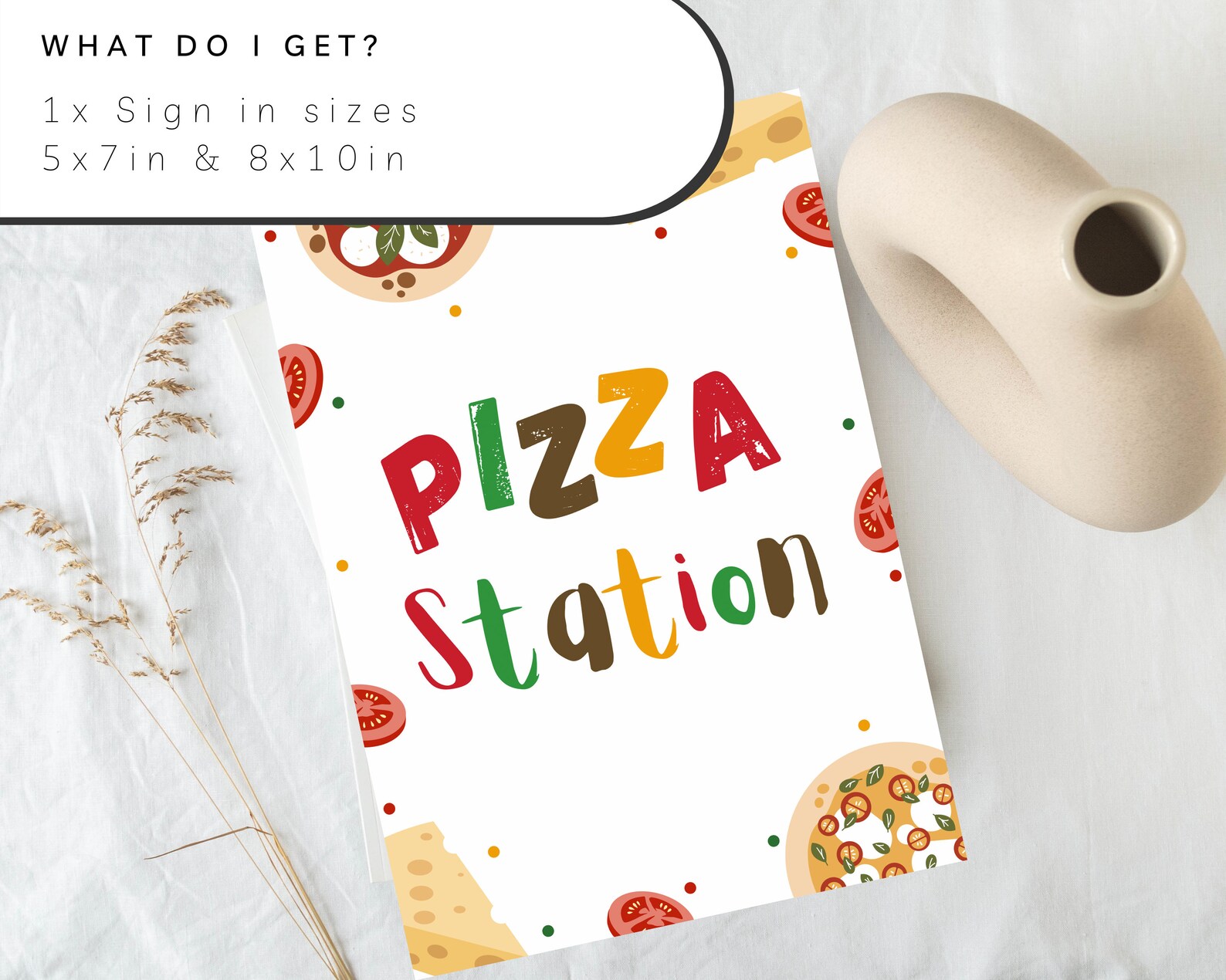 Editable Pizza Station Sign, Slice of Fun Pizza Board, Kids Pizza Bar ...