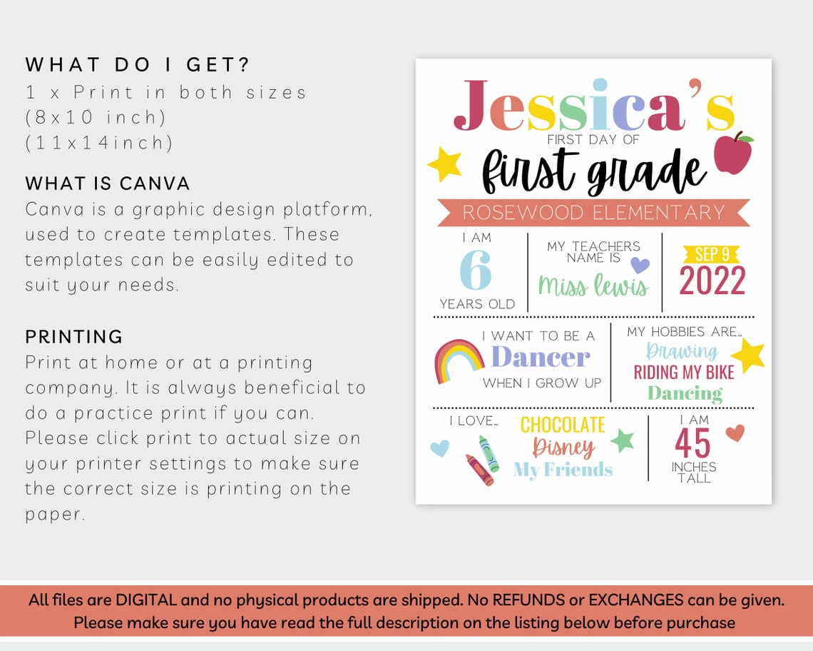 Editable White Rainbow First Day of School Sign Any Grade - Etsy