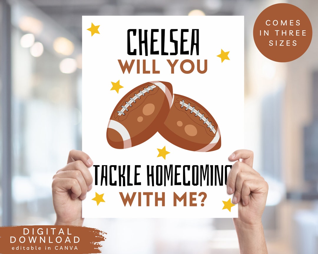 Football Homecoming Sign, Digital Promposal Ask Idea, Digital Will You ...