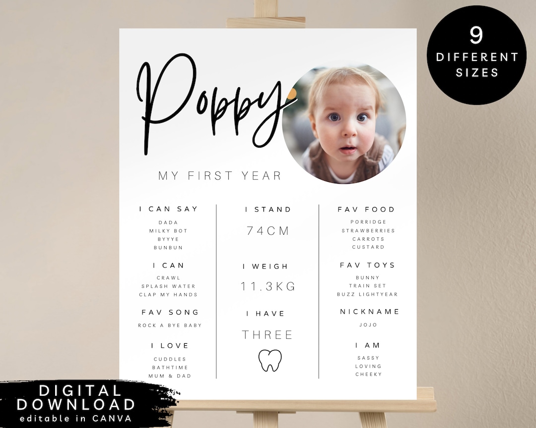 Milestone Birthday Sign Photo Baby's First Year Poster - Etsy