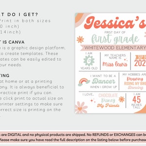 Editable Groovy Hippie First Day of School Sign Any Grade - Etsy