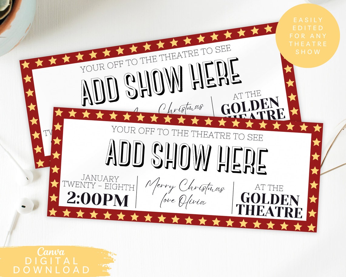 Editable Digital Theatre Ticket Voucher Musical Theatre - Etsy