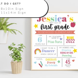 Editable White Rainbow First Day of School Sign, Any Grade Back to ...