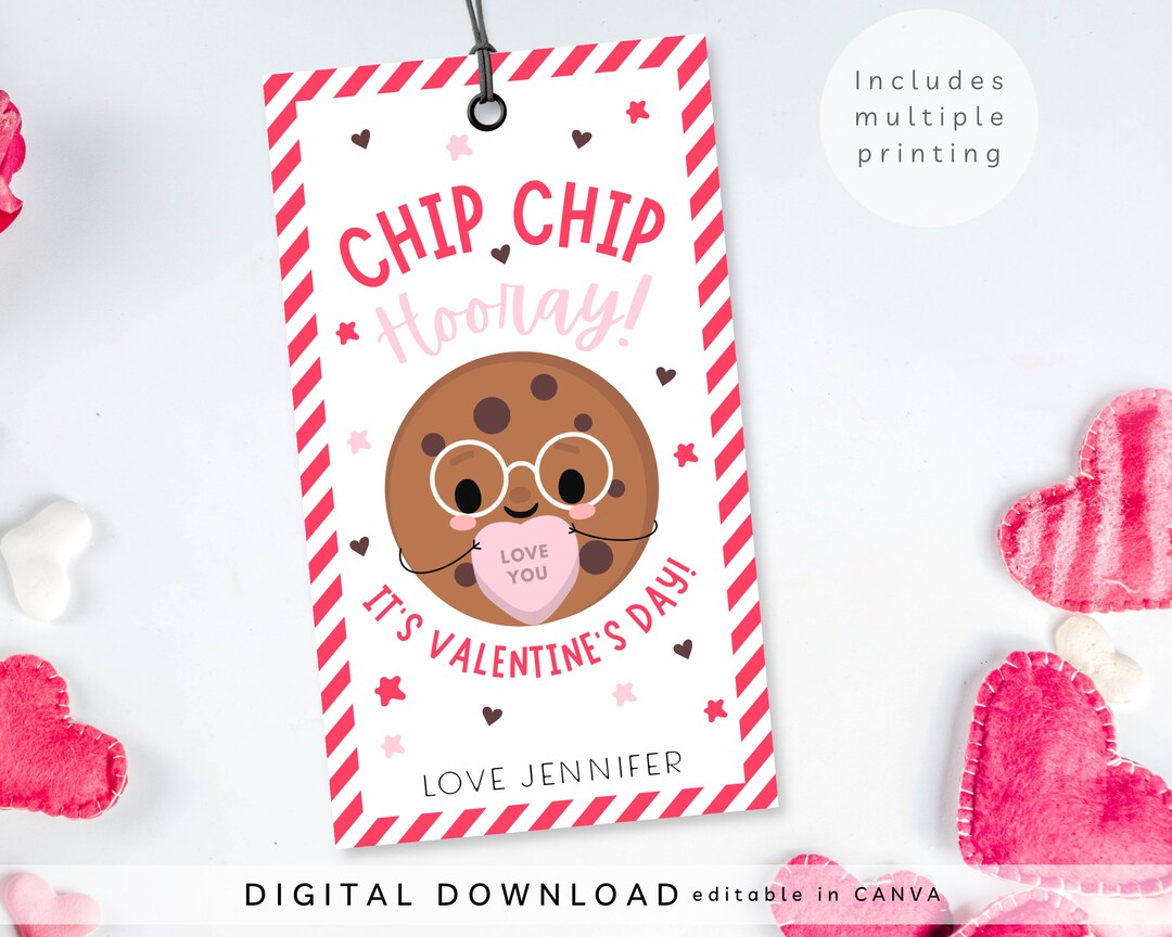 Editable Valentines Cookie Gift Tag, Friends Valentines Tag, Teacher ...