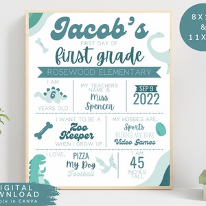 Editable Boys Dinosaur First Day of School Sign, Any Grade Back to ...