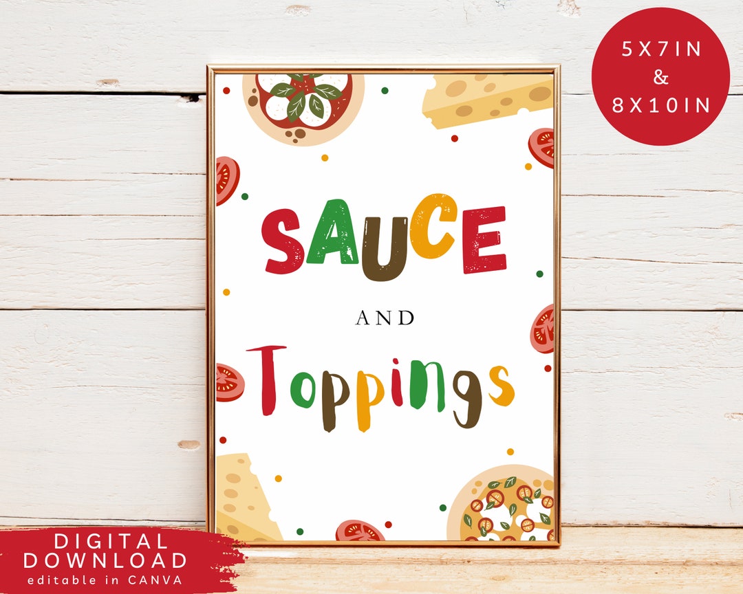 Editable Pizza Station Sign, Slice of Fun Pizza Board, Kids Pizza Bar ...