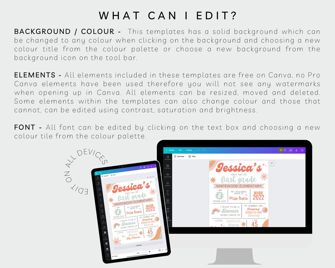 Editable Groovy Hippie First Day of School Sign Any Grade - Etsy