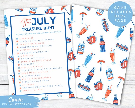 Editable 4th July Treasure Hunt Independence Day Scavenger - Etsy