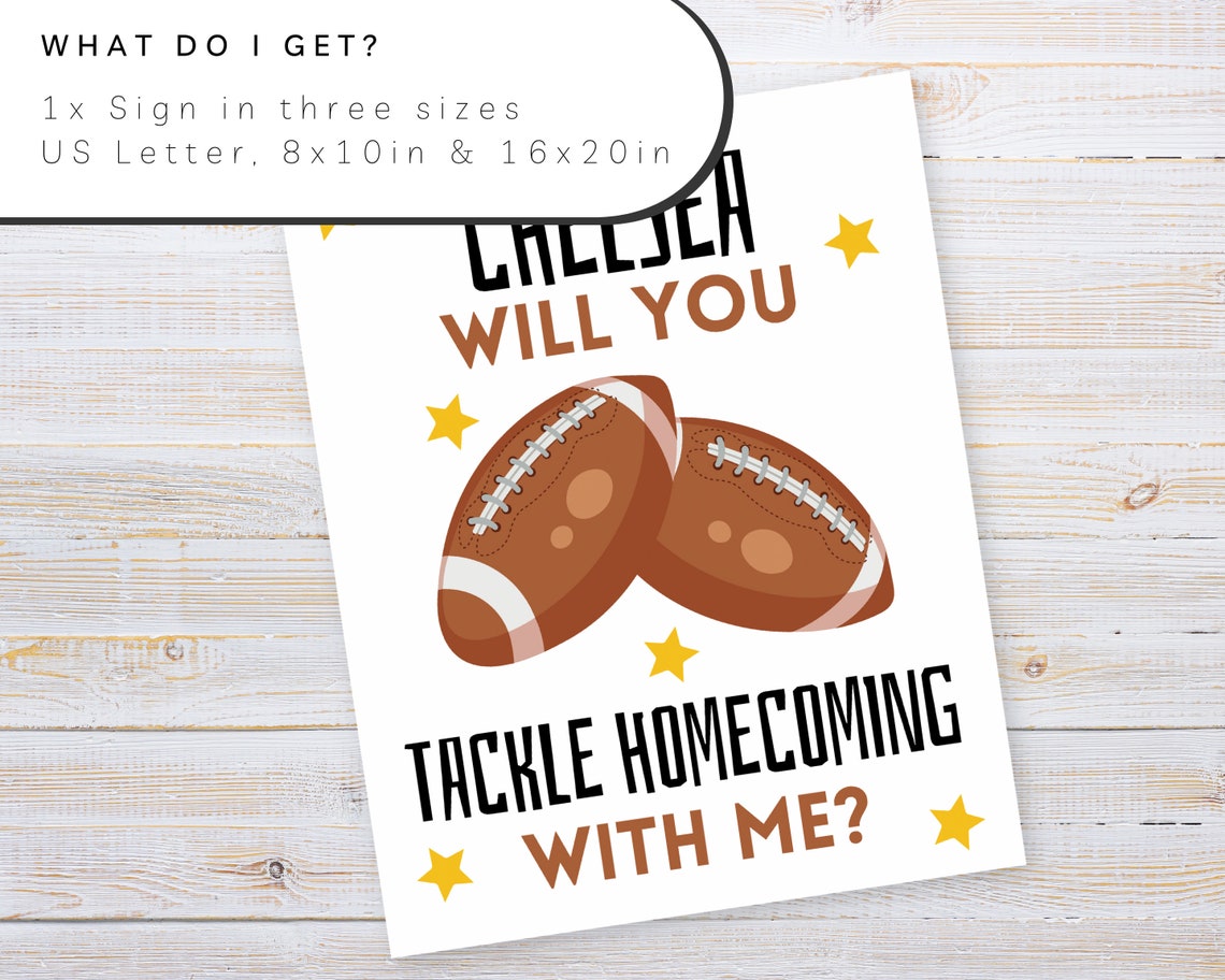 Football Homecoming Sign, Digital Promposal Ask Idea, Digital Will You ...