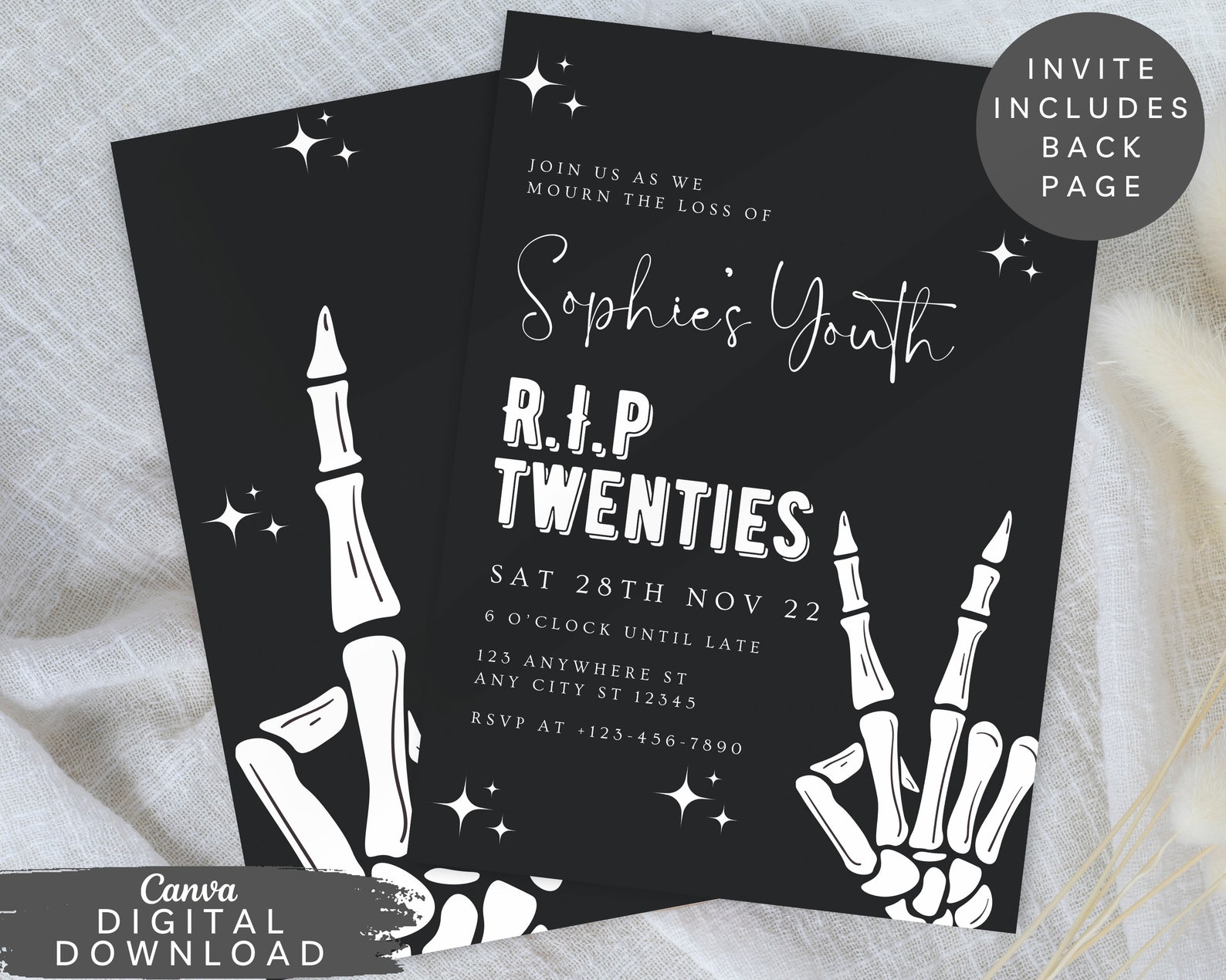 Rips to Twenty Party Invitation Skull Halloween Invite Death - Etsy