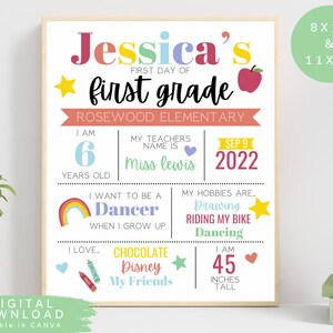 Editable White Rainbow First Day of School Sign, Any Grade Back to ...