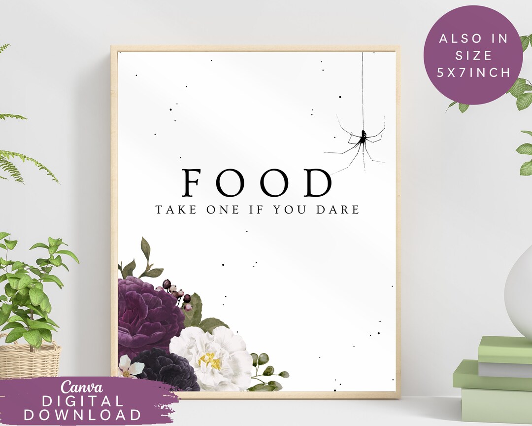 Black Gothic Halloween Food Sign, Party Food Table Sign, Haunted House ...
