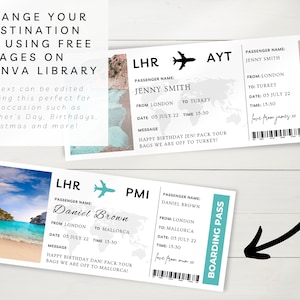 Editable Turkey Boarding Plane Ticket, Print Surprise Trip Voucher ...