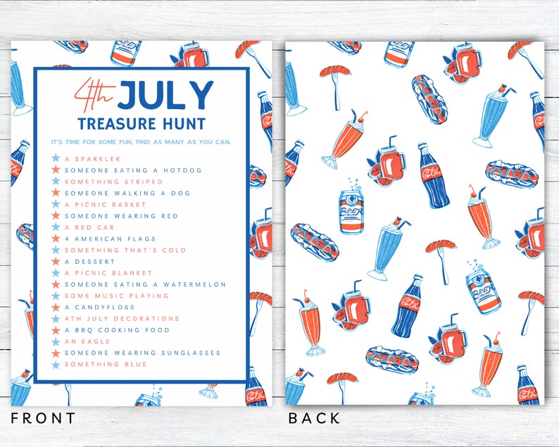Editable 4th July Treasure Hunt Independence Day Scavenger - Etsy
