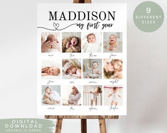 Milestone Birthday Sign Printable Baby's First Year - Etsy