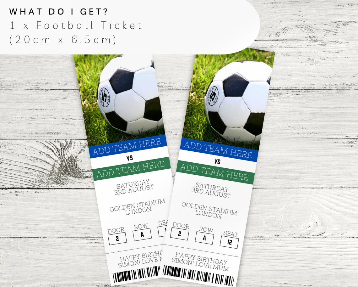 Editable Digital Football Team Ticket Voucher, Soccer Surprise Ticket ...