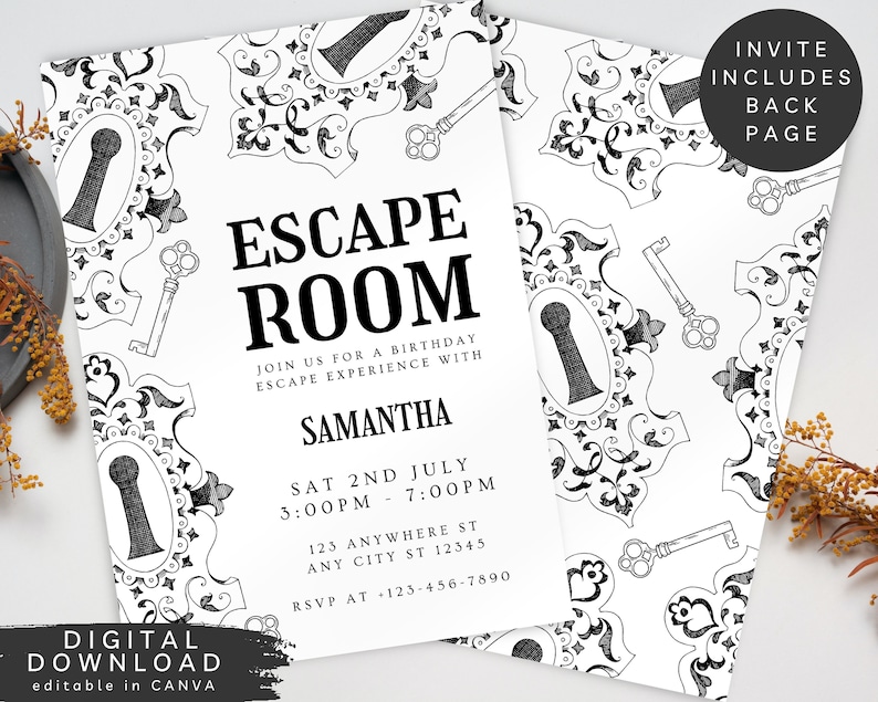 Escape Room Birthday Invitation, Escape Room Party, Mystery Birthday ...