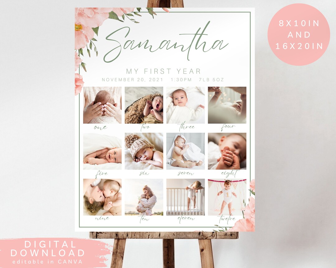 Milestone Birthday Sign Polaroid Baby's First Year Poster - Etsy