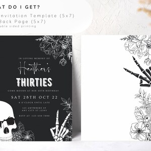 Rips to Thirties Party Invitation, Skull Halloween Invite, Death to 30s ...