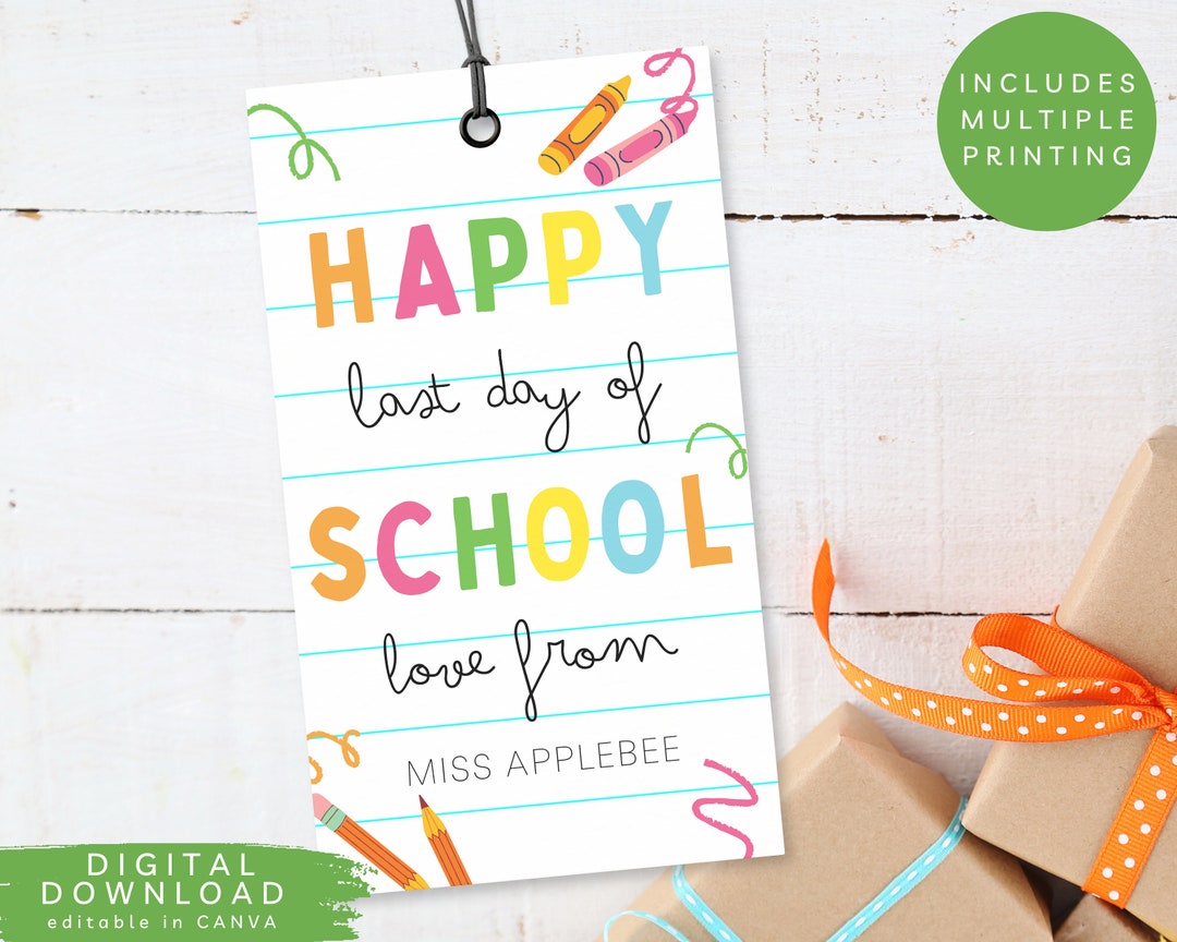 Bright School Graduation Tag, Teacher Last Day Gift Tag, End of Year ...