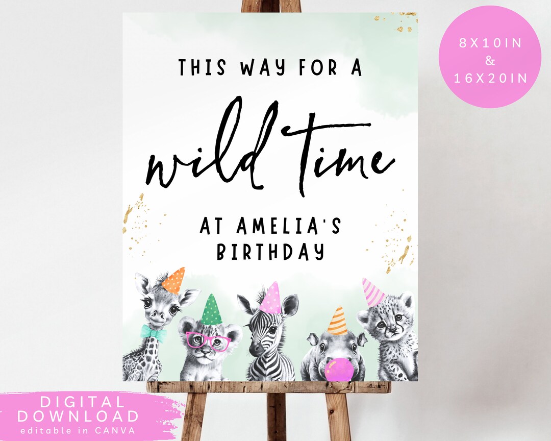 Editable Safari Welcome Sign, Jungle Birthday Sign, Zoo Welcome Party ...